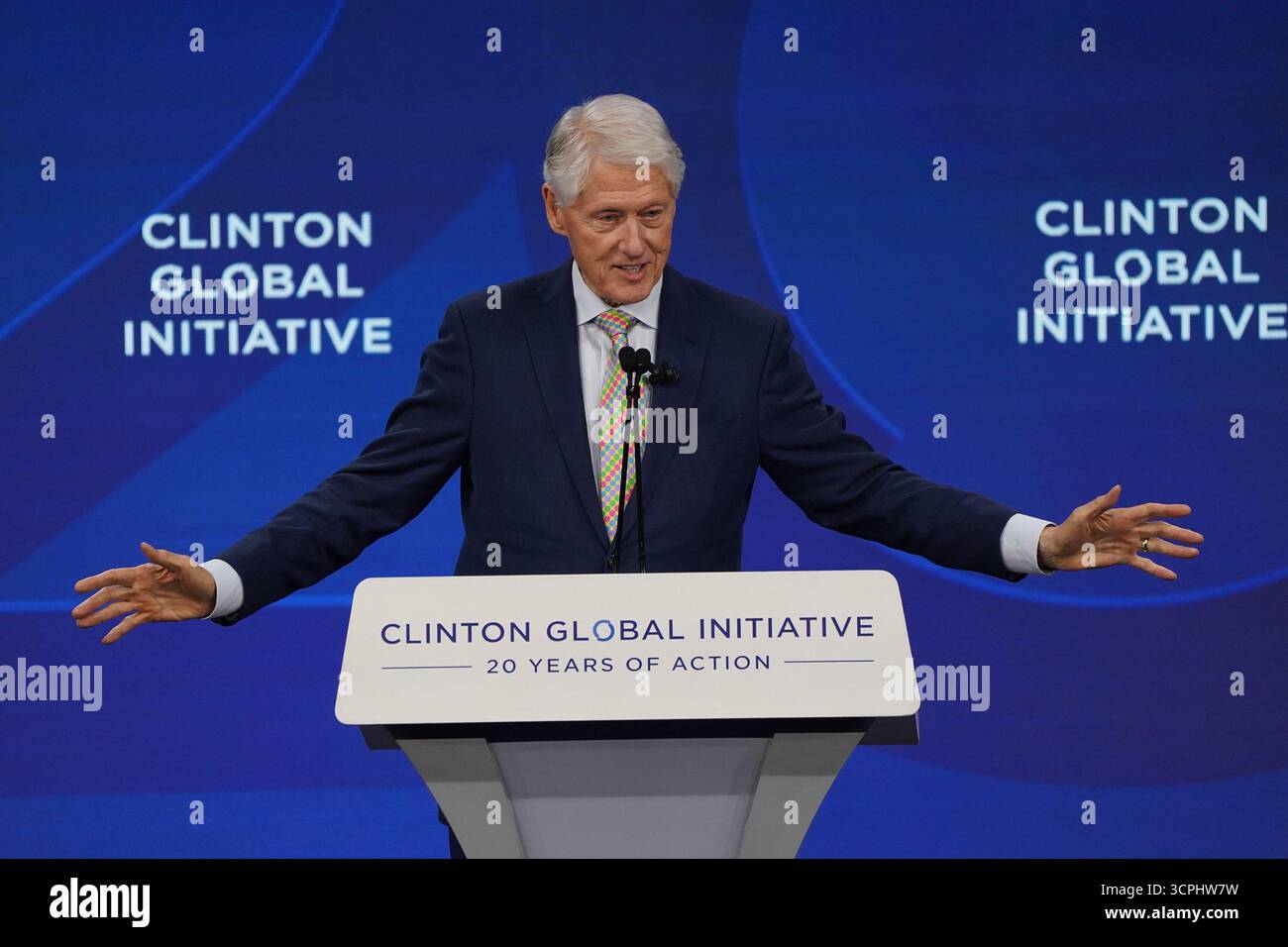 Bill Clinton at a public appearance for Clinton Global Initiative 2025 ...