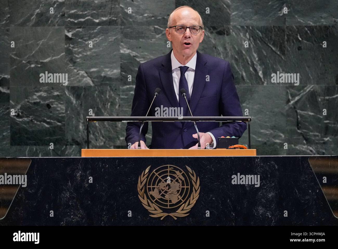 Luxembourg Prime Minister Luc Frieden addresses the 80th session of the ...