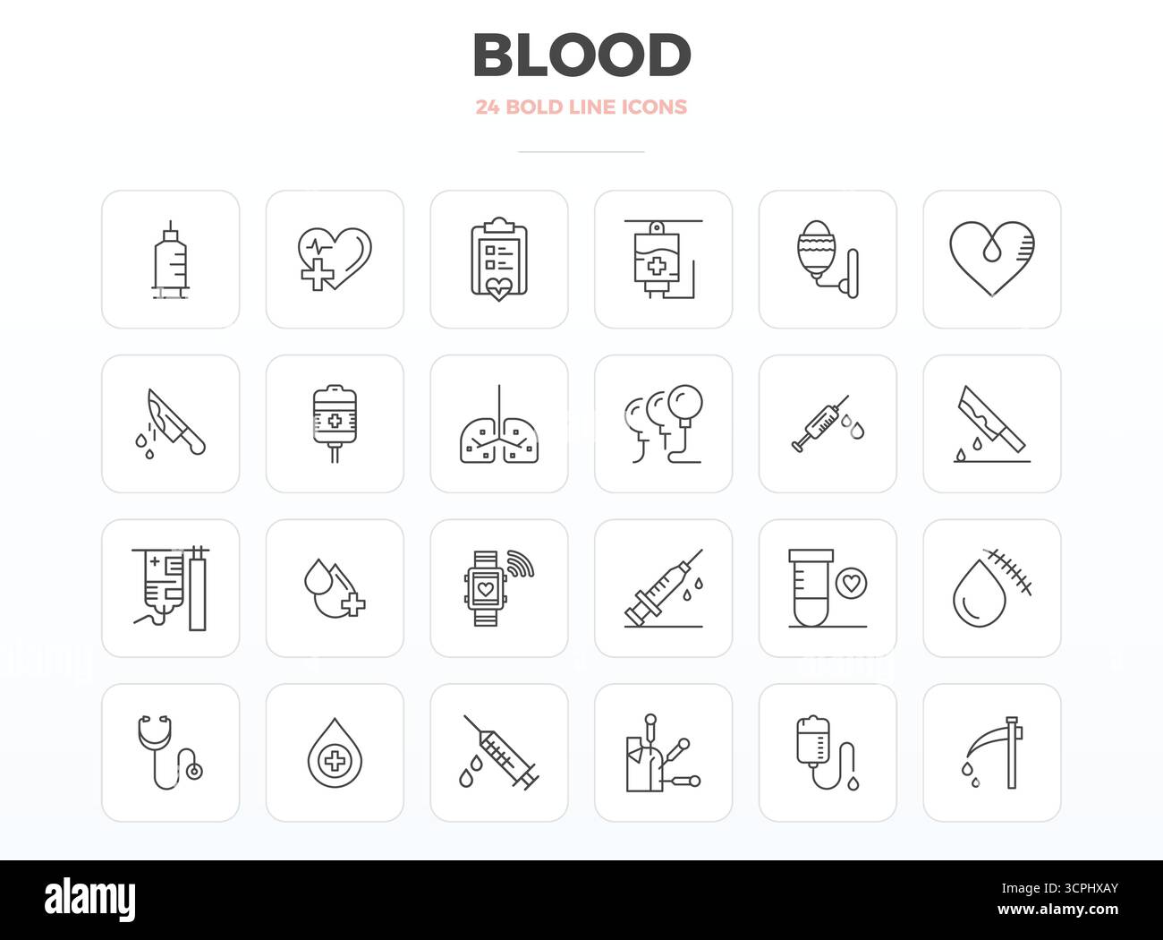 Masterfully created 24 vector icons representing Blood in Strong ...
