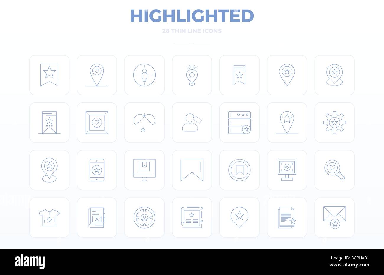 Ultimate collection of 28 vector icons representing Highlighted in Thin ...