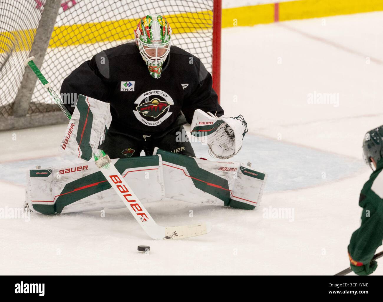 Minnesota Wild goalie Jesper Wallstedt (30) defends the net during NHL ...