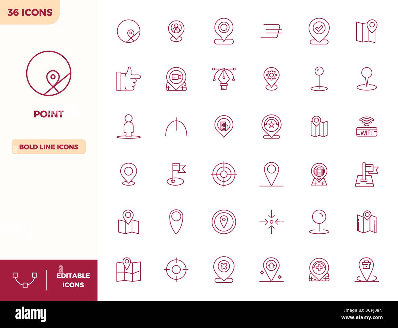 High-performance collection of 36 Heavy Line vector icons for Point ...