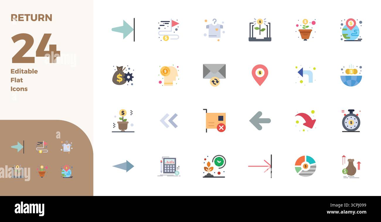 Ultimate collection of 24 vector icons representing Return in Flat ...