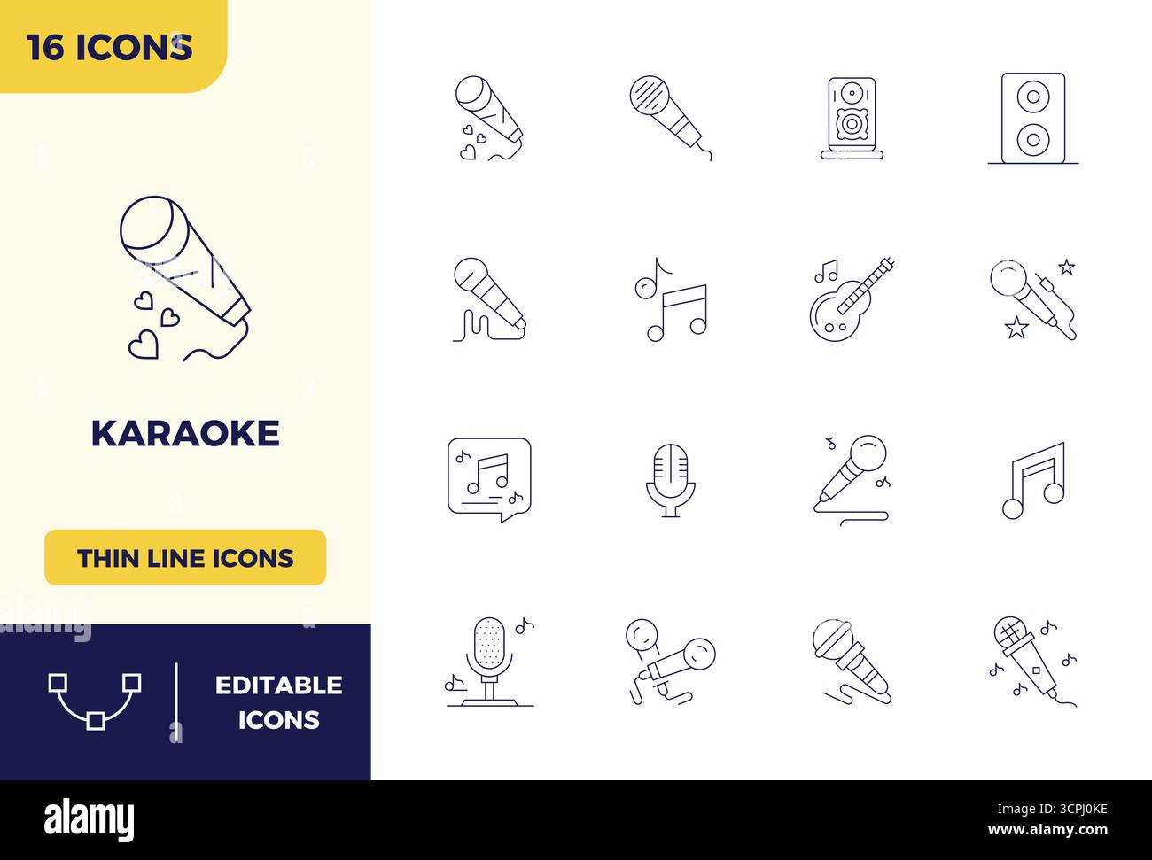 Masterfully created 16 vector icons representing Karaoke in Minimal ...