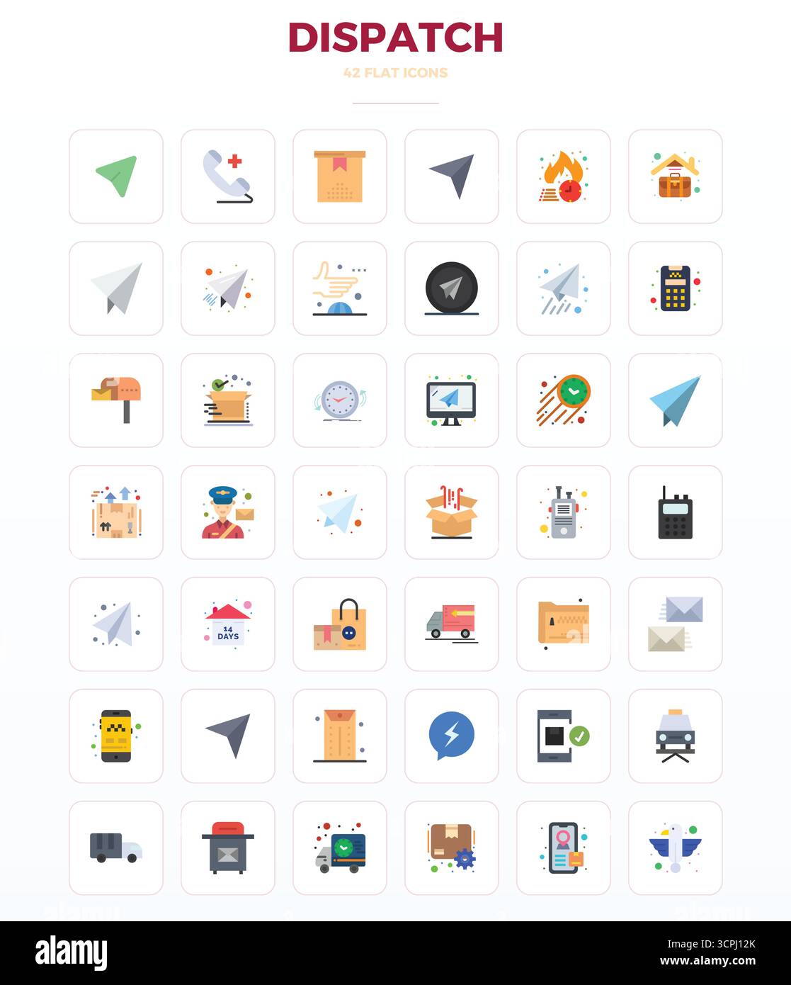 A clean collection of 42 Minimal Flat vector icons representing ...