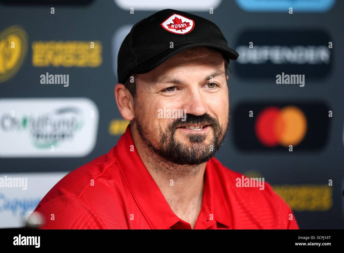 Canada head coach Kevin Rouet speaking at a press conference during the ...