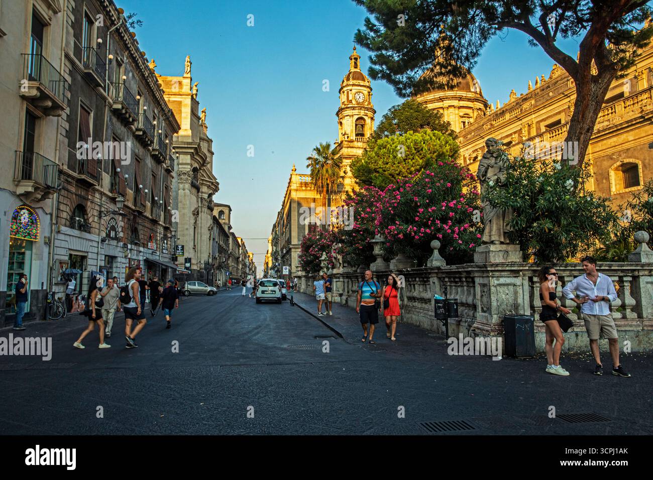 square in Catania on the evening of September 9, 2025, in Sicily ...