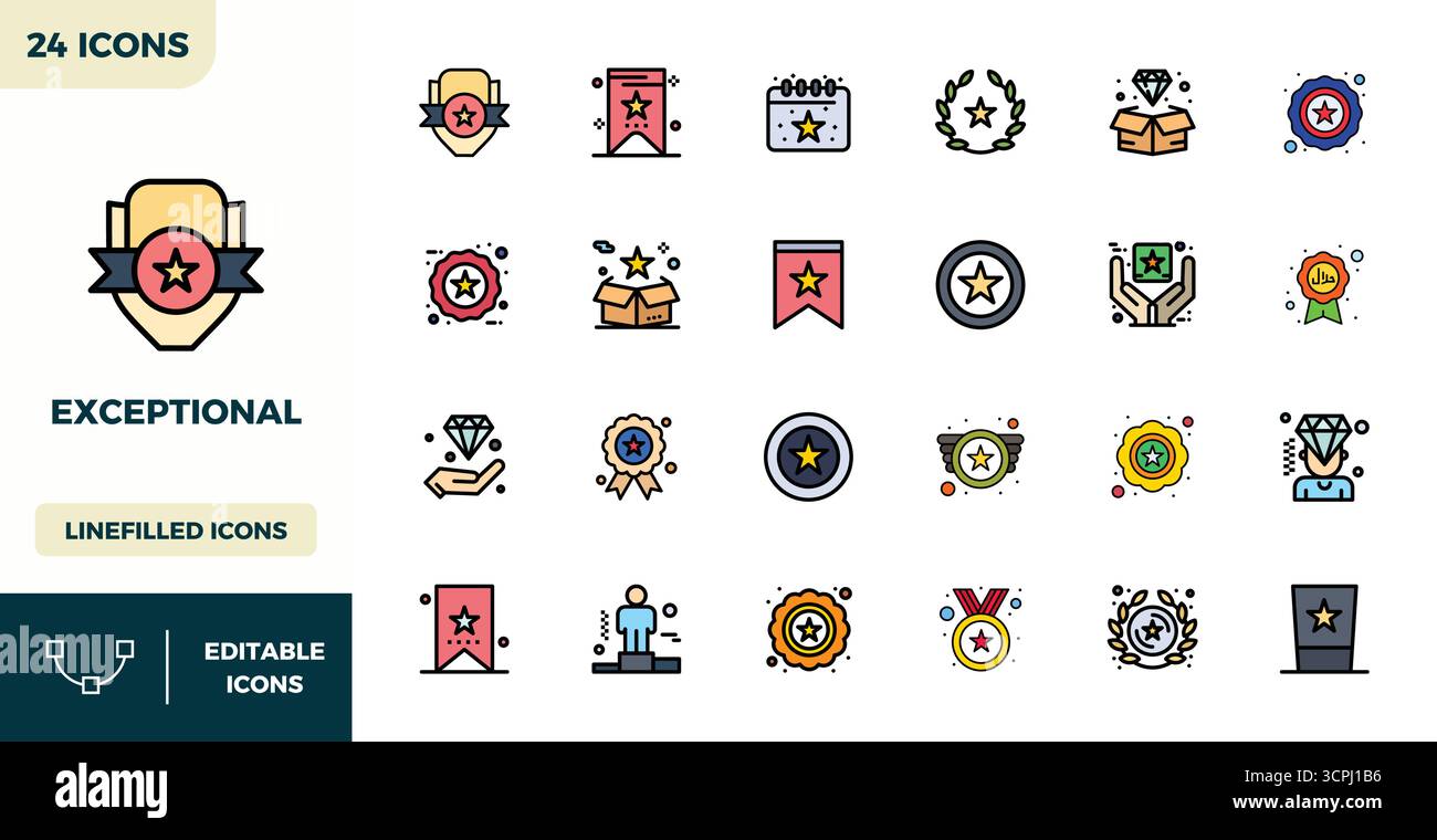 Industry-leading pack of 24 Flat Lineal Color PIXEL perfect vector ...