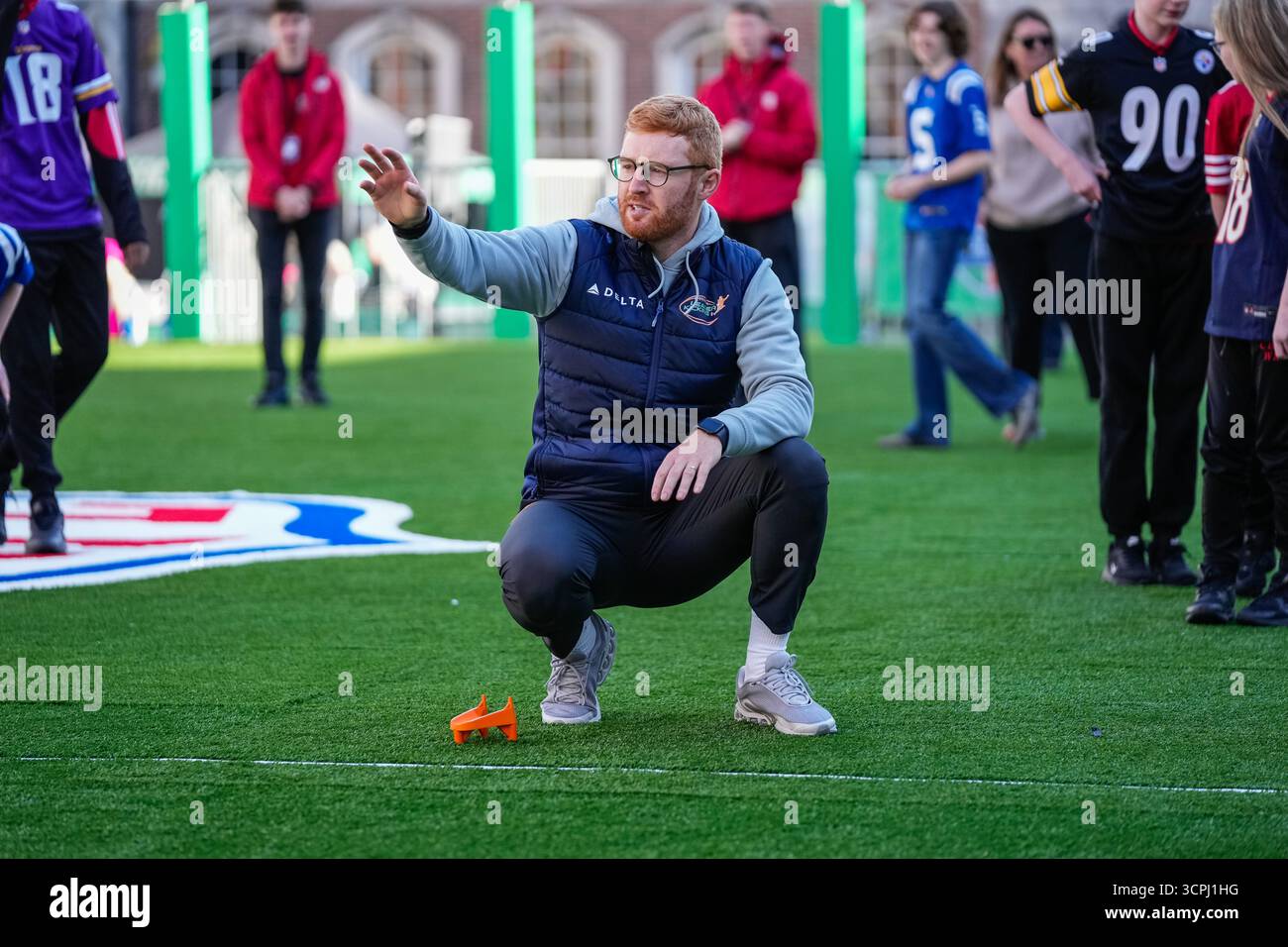 NFL IPP Coach Tadgh Leader at the youth kicking clinic at the NFL ...