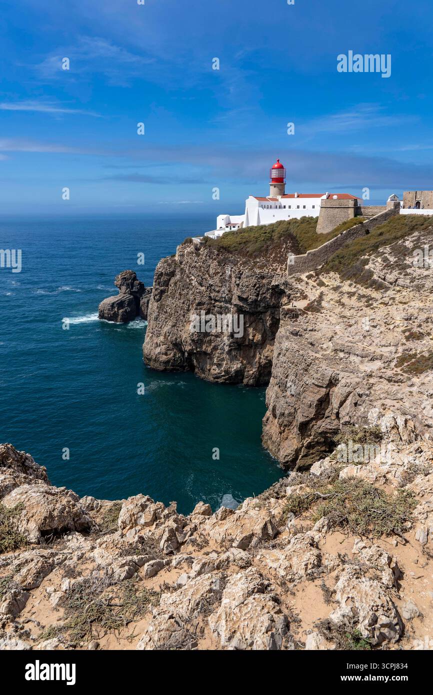 Leuchtturm Cabo de Sao Vicente, am Kap Cabo de Sao Vicente ...