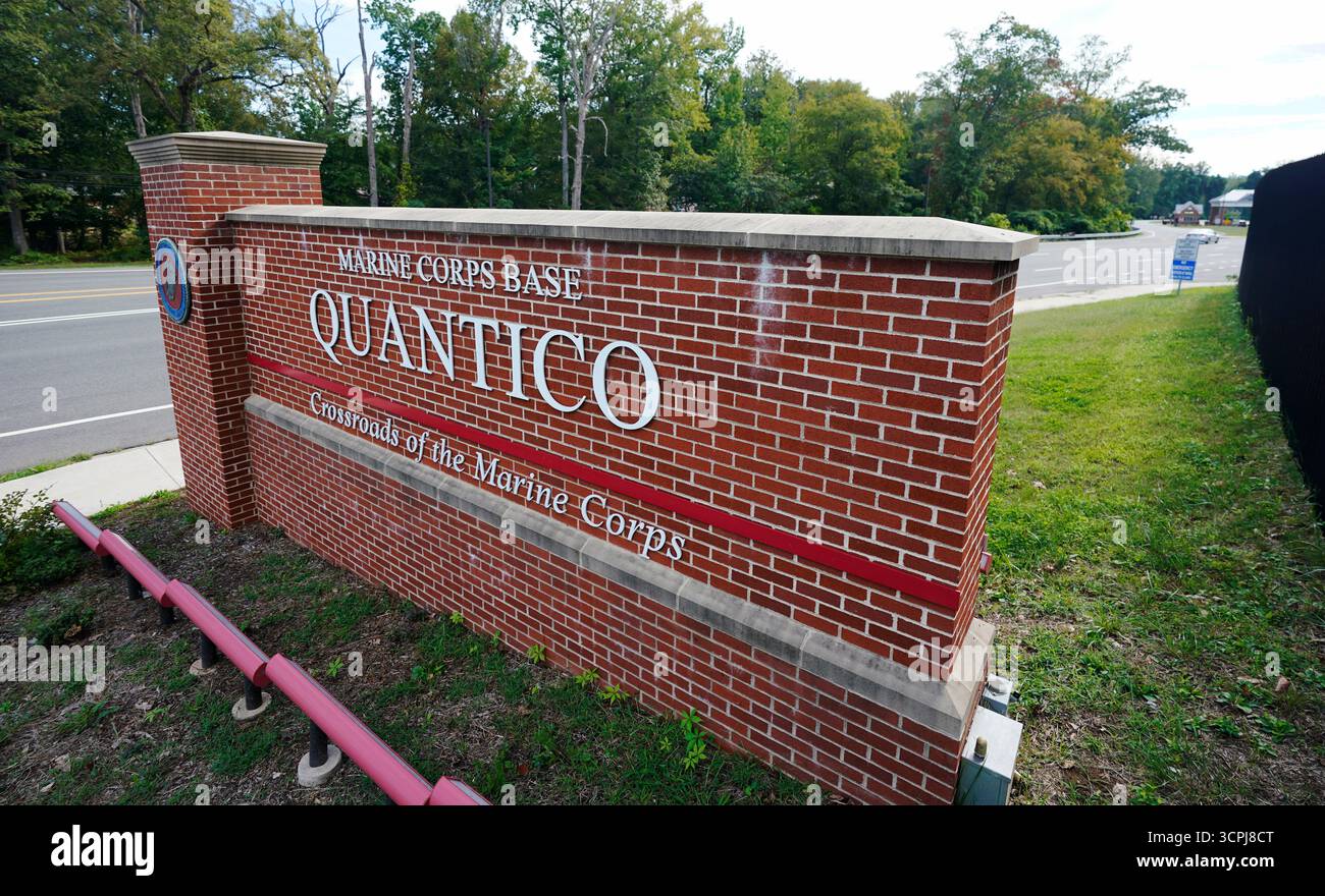 The entrance of Marine Corps Base Quantico is pictured, Friday Sep. 26 ...