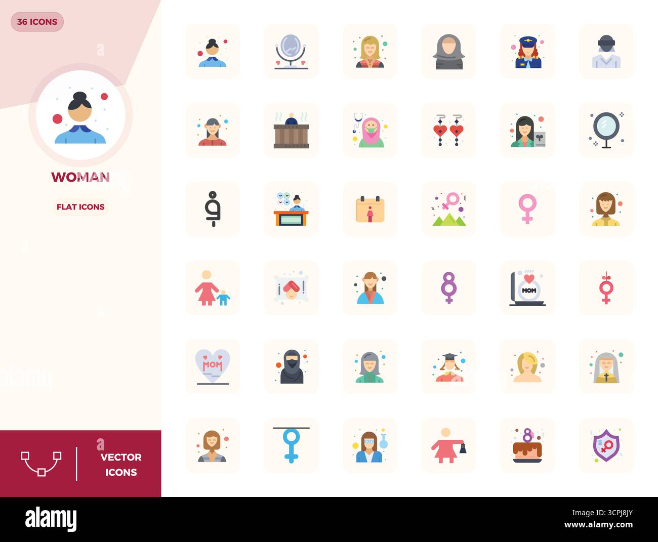 Future-ready pack of 36 vector icons themed around Woman, showcasing ...