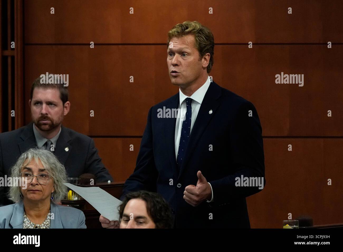 Bloc Quebecois MP Alexis Deschênes rises during Question Period in the ...