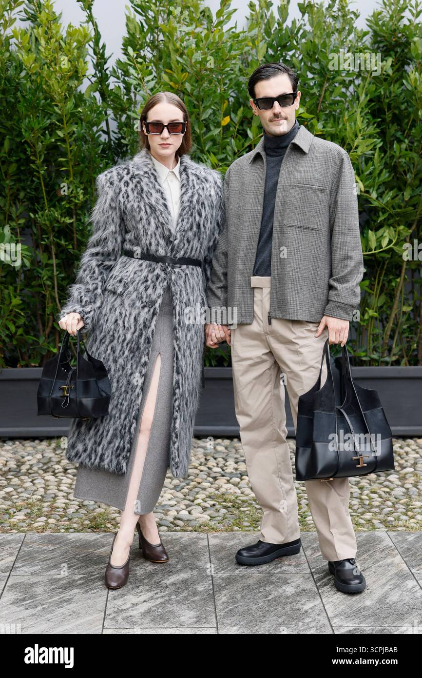 Isabelle Chaput, Nelson Tiberghien arrive at the Tod's fashion show ...