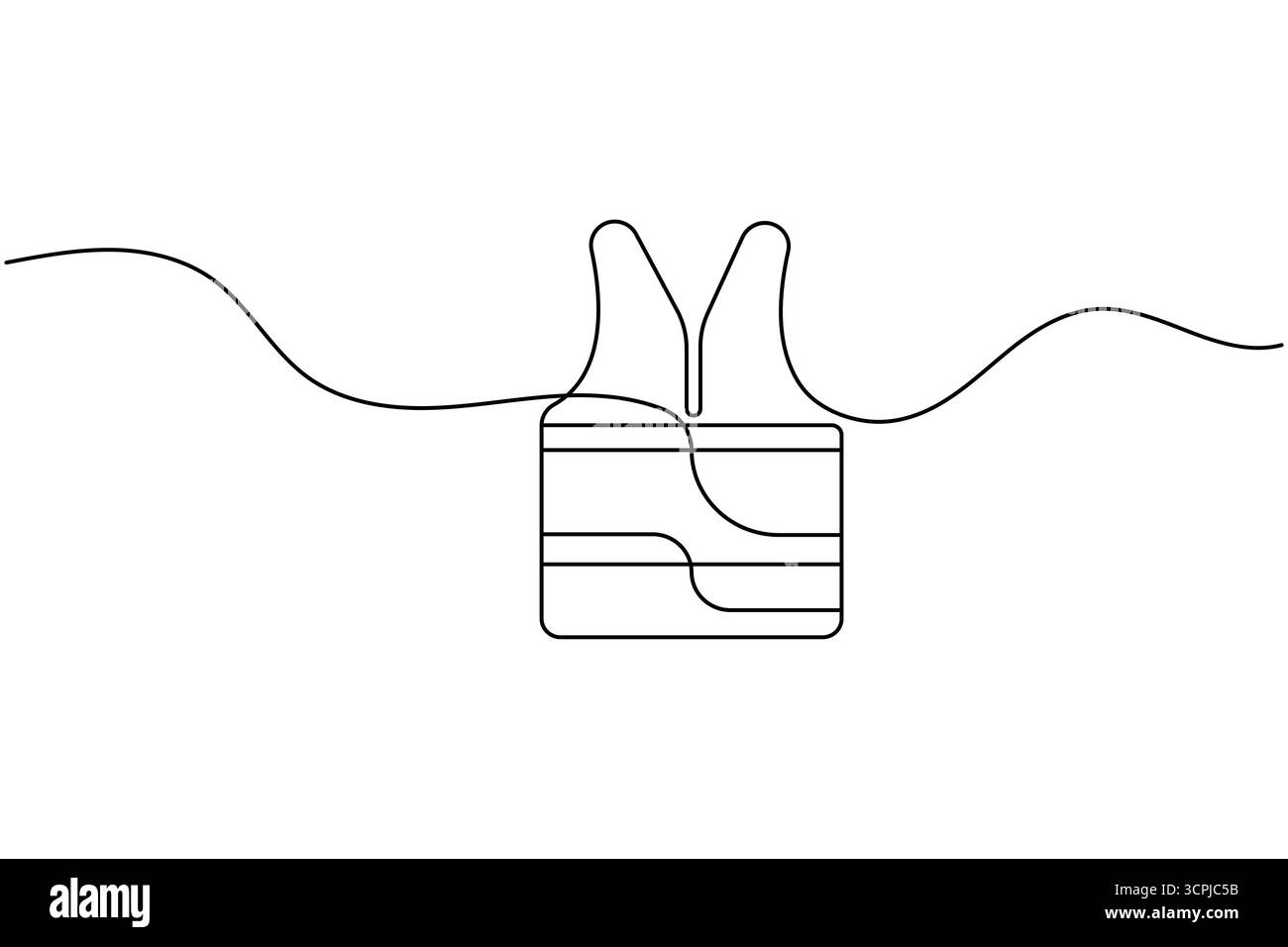 Life jacket continuous one line art drawing safety vest vector ...