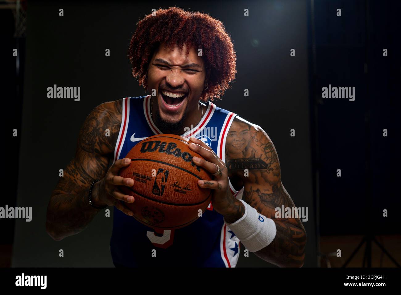 Philadelphia 76ers' Kelly Oubre Jr. pose for photos during the NBA ...