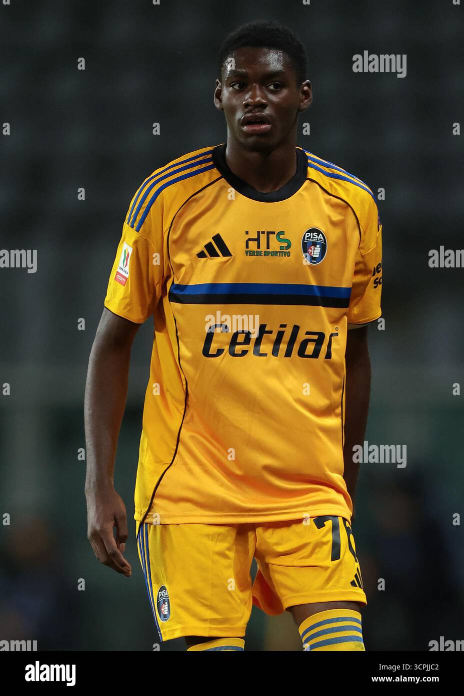 Turin, Italy, 25th September 2025. Jeremy Mbambi of Pisa SC looks on ...
