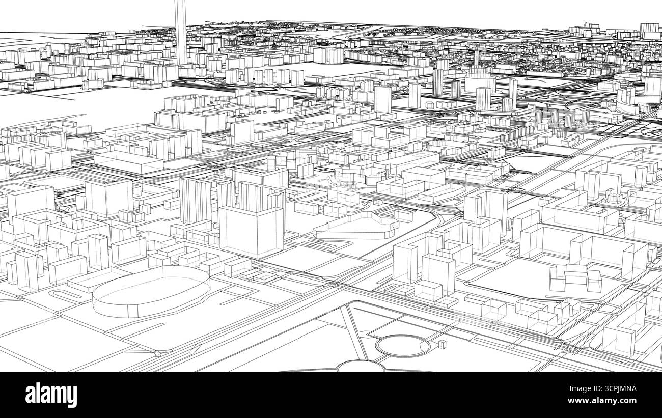 3d wireframe city model hi-res stock photography and images - Alamy