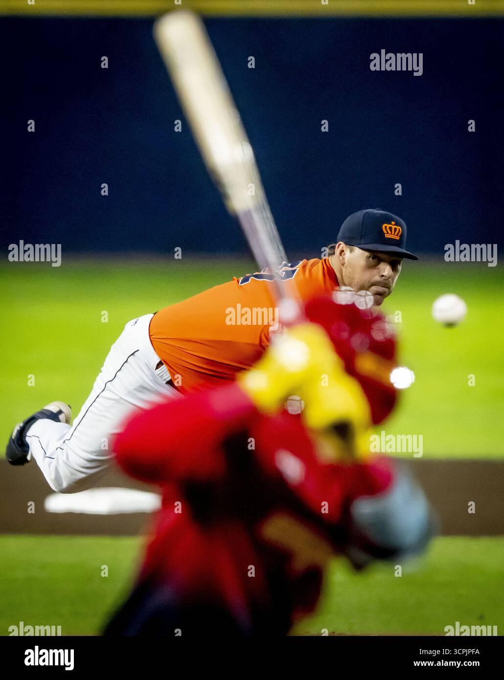 ROTTERDAM - Baseball player Tom DE BLOK of the Netherlands in action ...