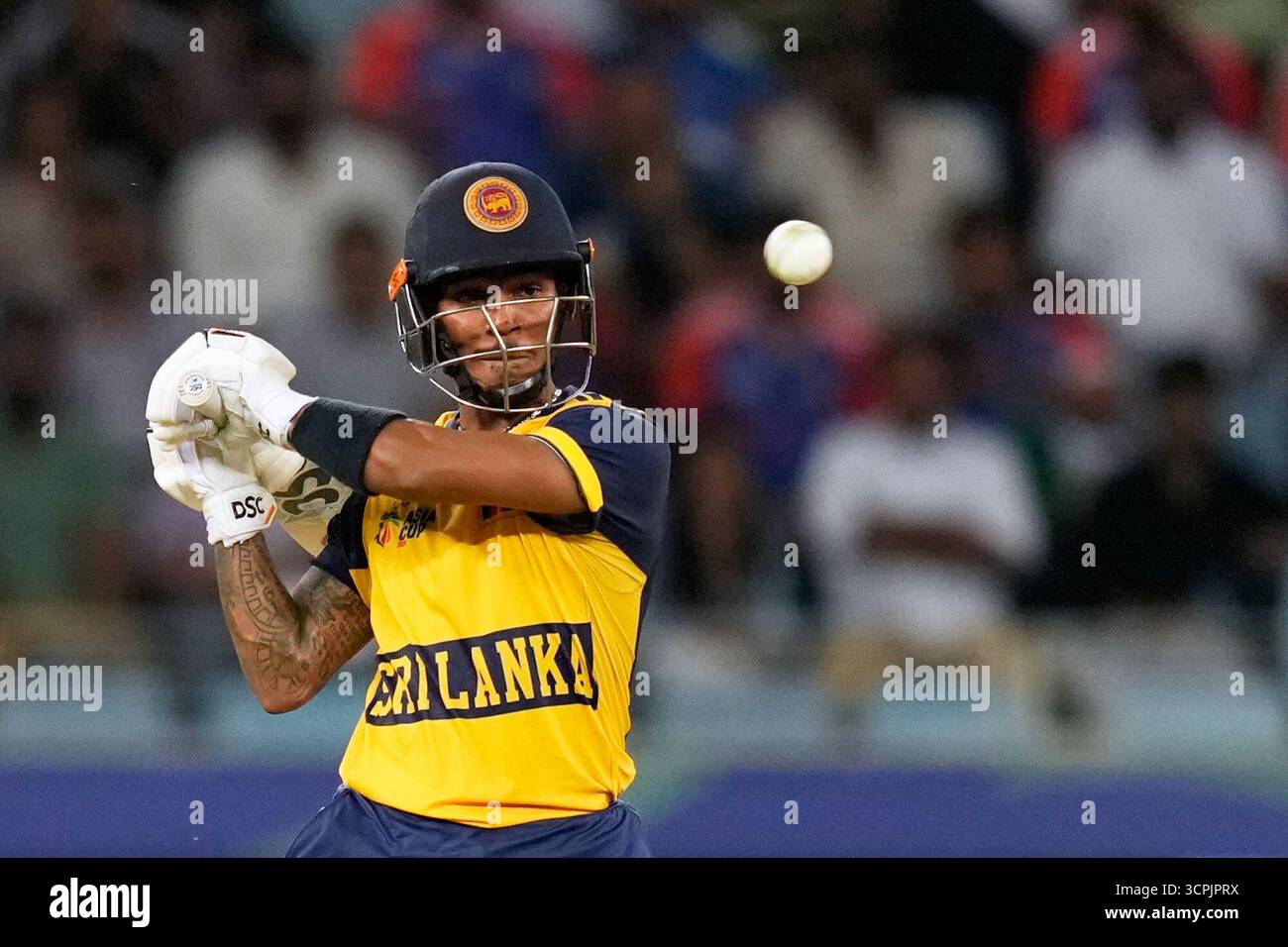 Sri Lanka's Pathum Nissanka plays a shot during the Asia Cup cricket ...