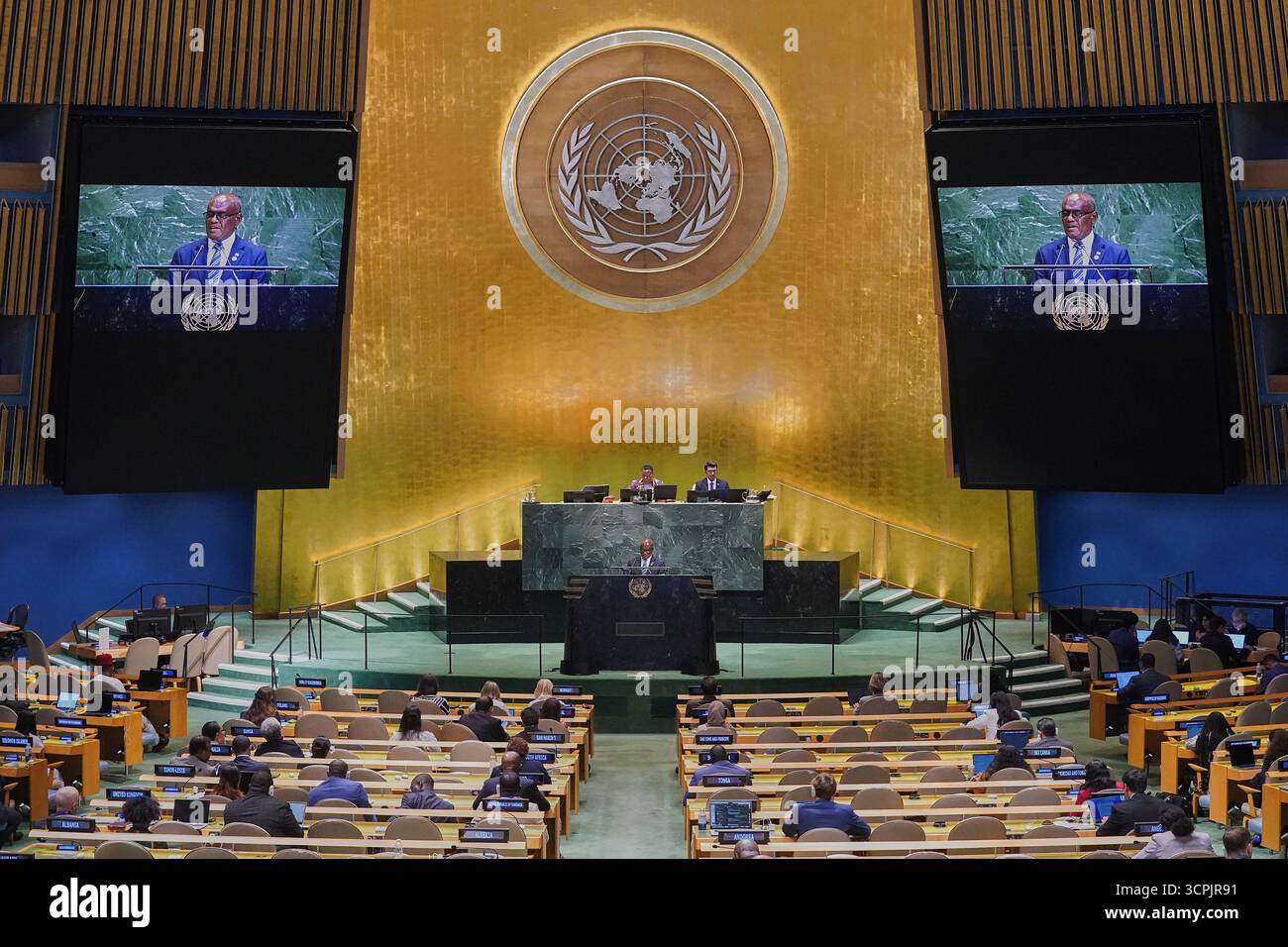 Solomon Islands Prime Minister Jeremiah Manele addresses the 80th ...