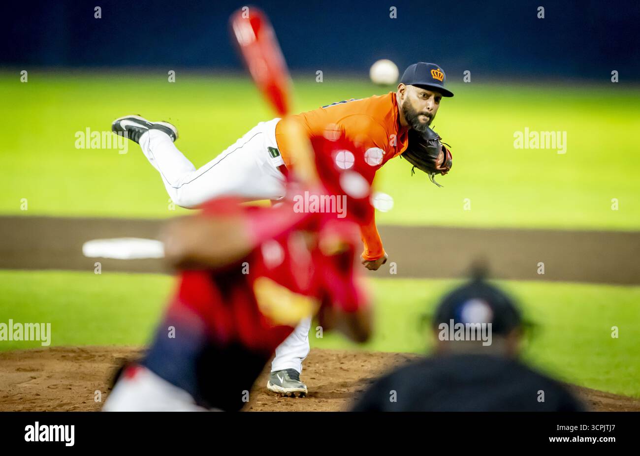 ROTTERDAM - Baseball player KELLY Kevin van Nederland in action against ...