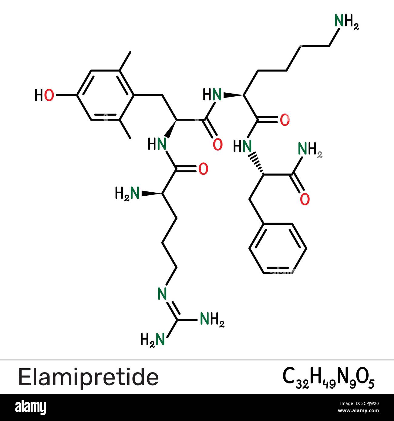 Elamipretide molecule. Mitochondria-targeted tetrapeptide studied as ...