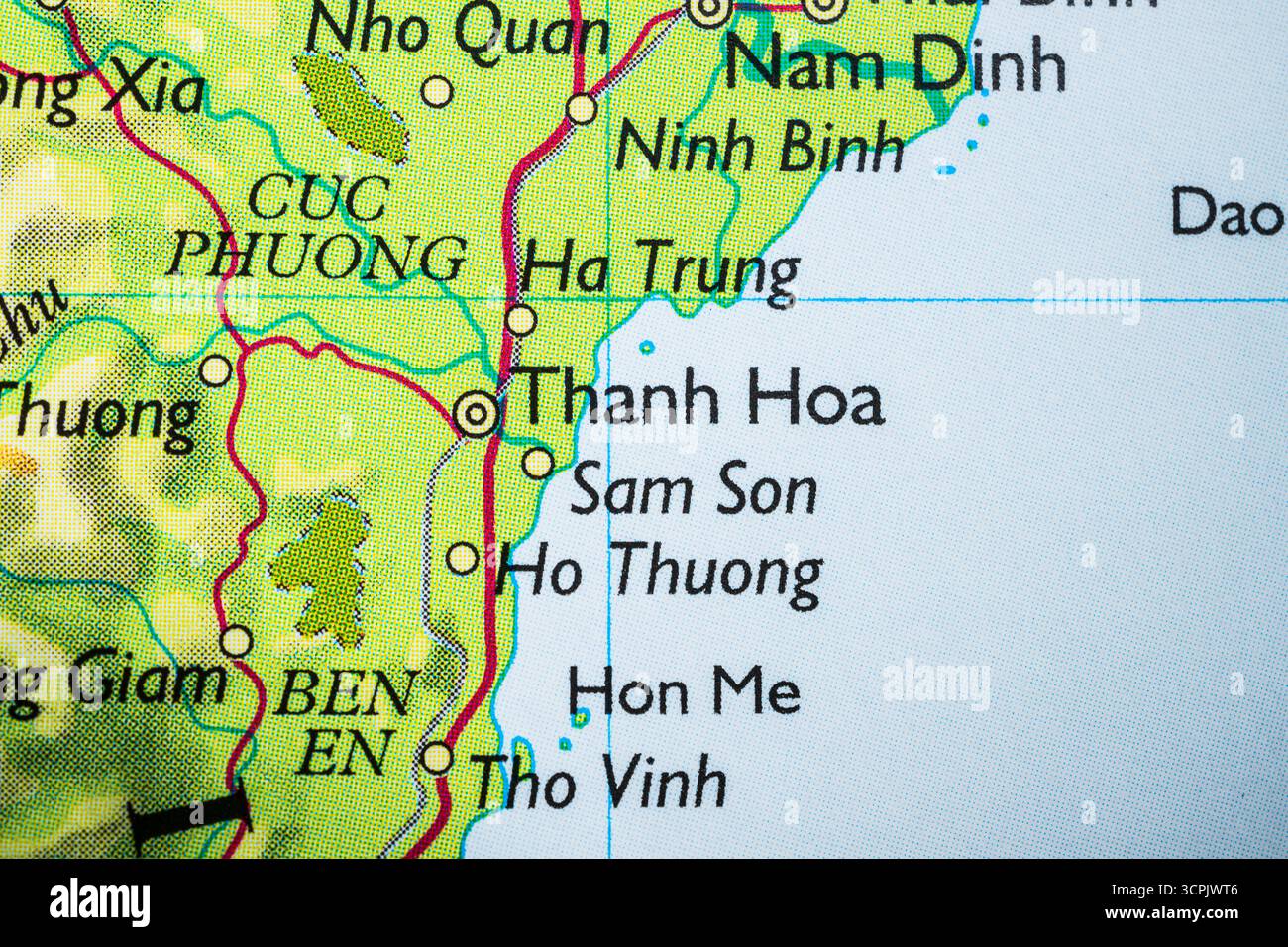 Thanh Hoa region map Vietnam showing coast and cities Stock Photo - Alamy