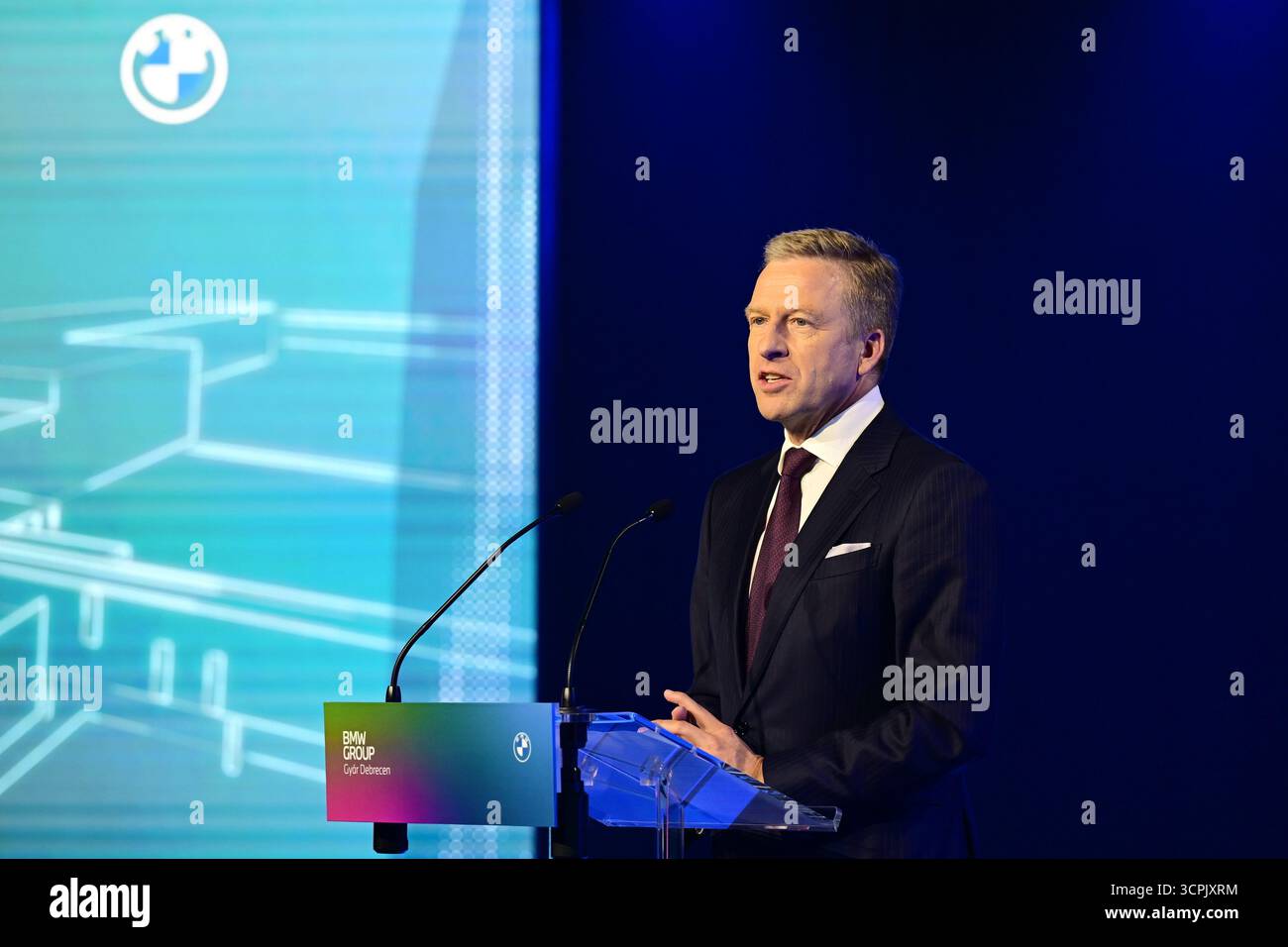 CEO of BMW AG Oliver Zipse speaks during the official inauguration of ...