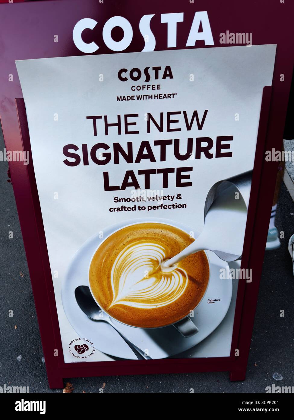 Salford, UK - September 23, 2025: Promotional sign for Costa's new ...