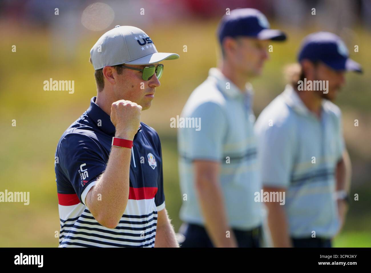 United States' Ben Griffin celebrates on the sixth hole at Bethpage ...