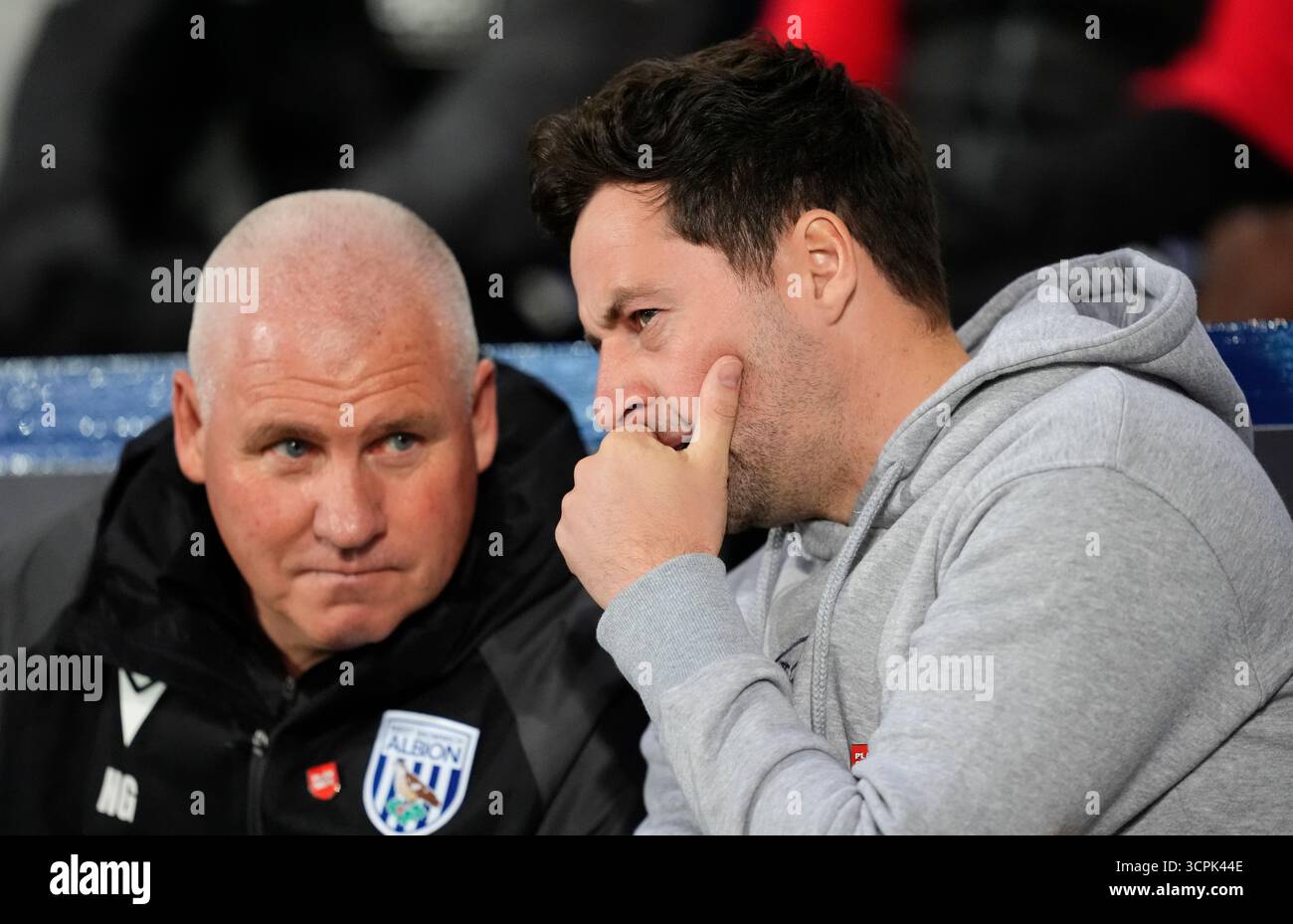 West Bromwich Albion manager Ryan Mason (right) and assistant Nigel ...