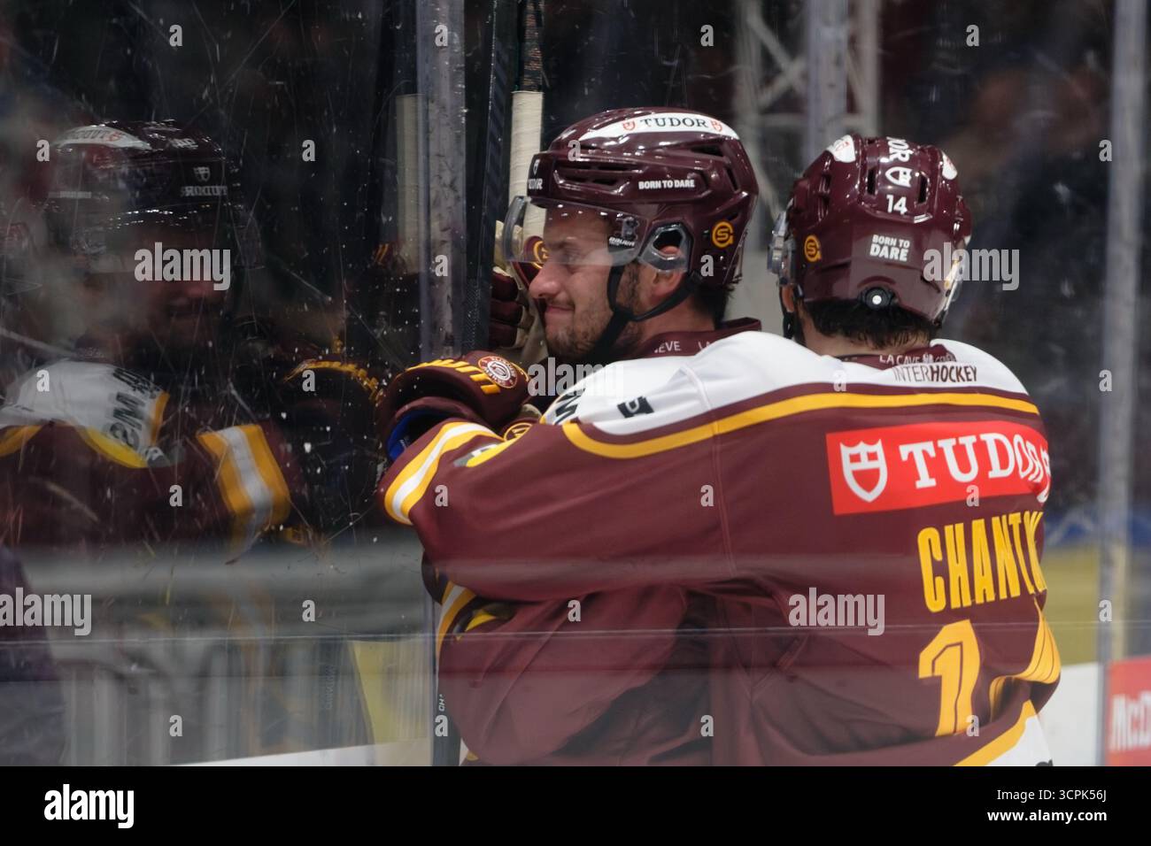 Tim Bozon (94 Geneve-Servette HC) celebrates after scoring his team's ...