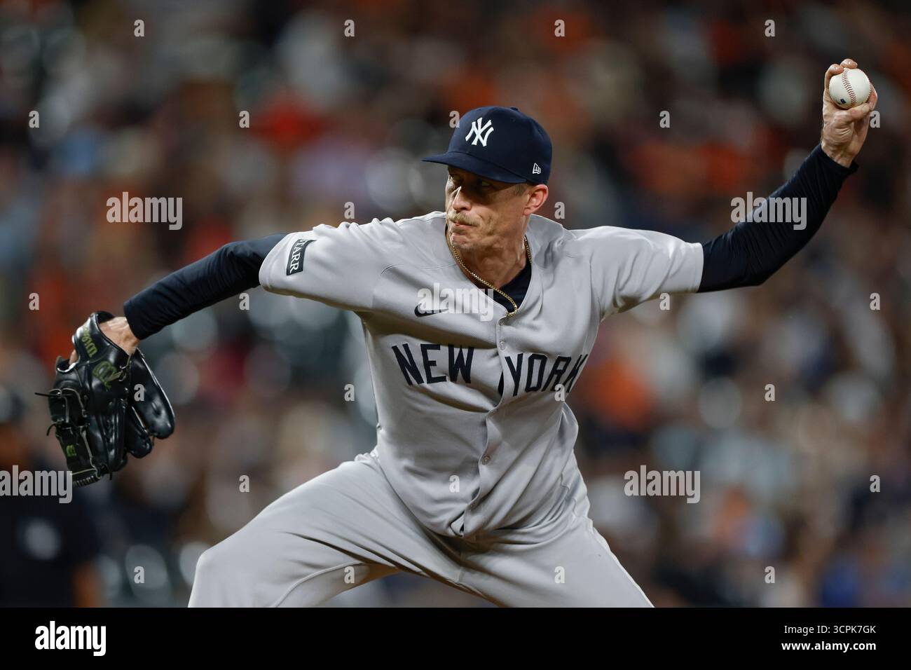 Tim Hill #41 of the New York Yankees throws a pitch during a game ...