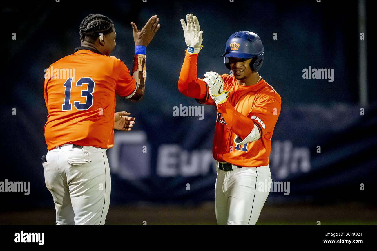 ROTTERDAM - Baseball player DIDDER Ray-Patrick celebrates his home run ...