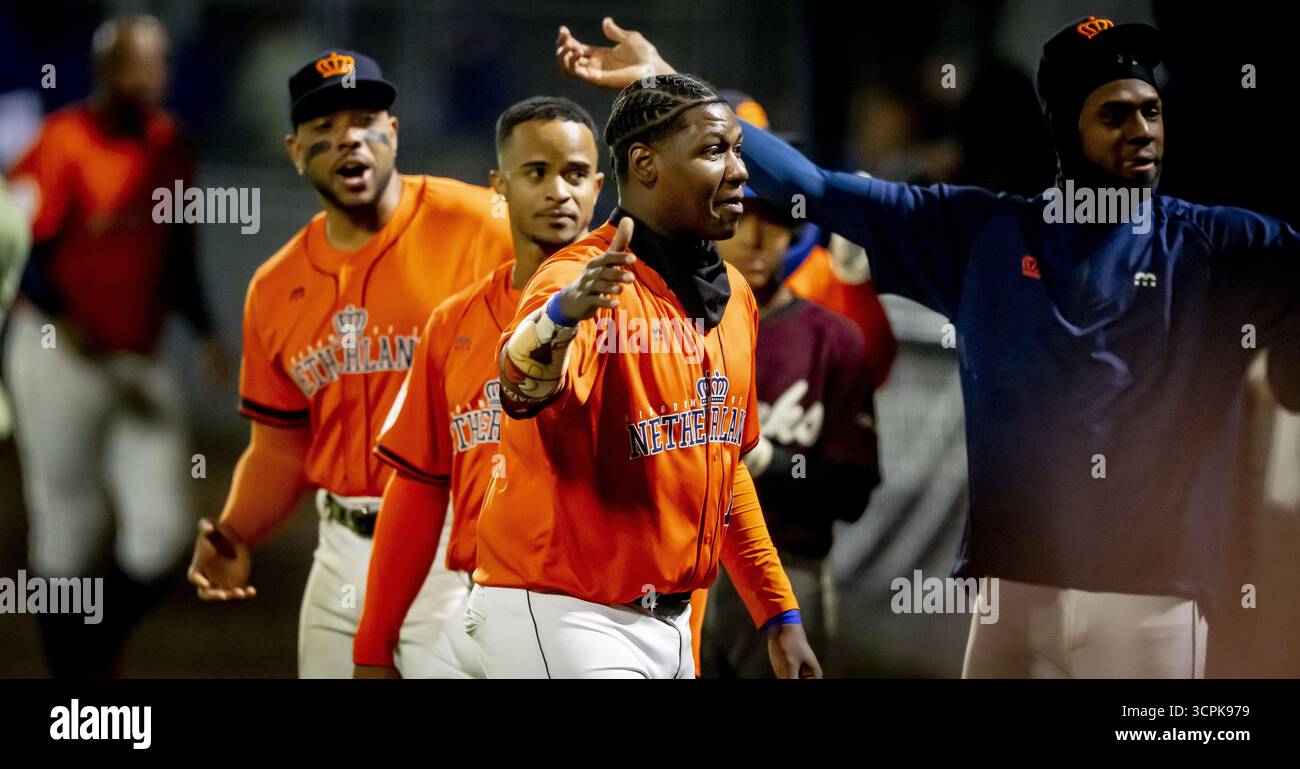 ROTTERDAM - Dutch baseball players face Spain during the semi-final of ...