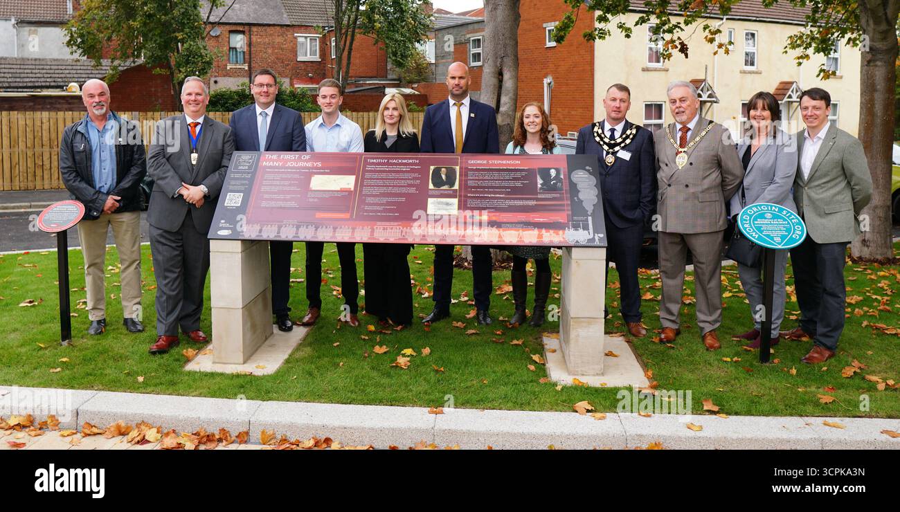 Shildon, England, 26th. Sept, 2025. The World Origin Site plaque and ...