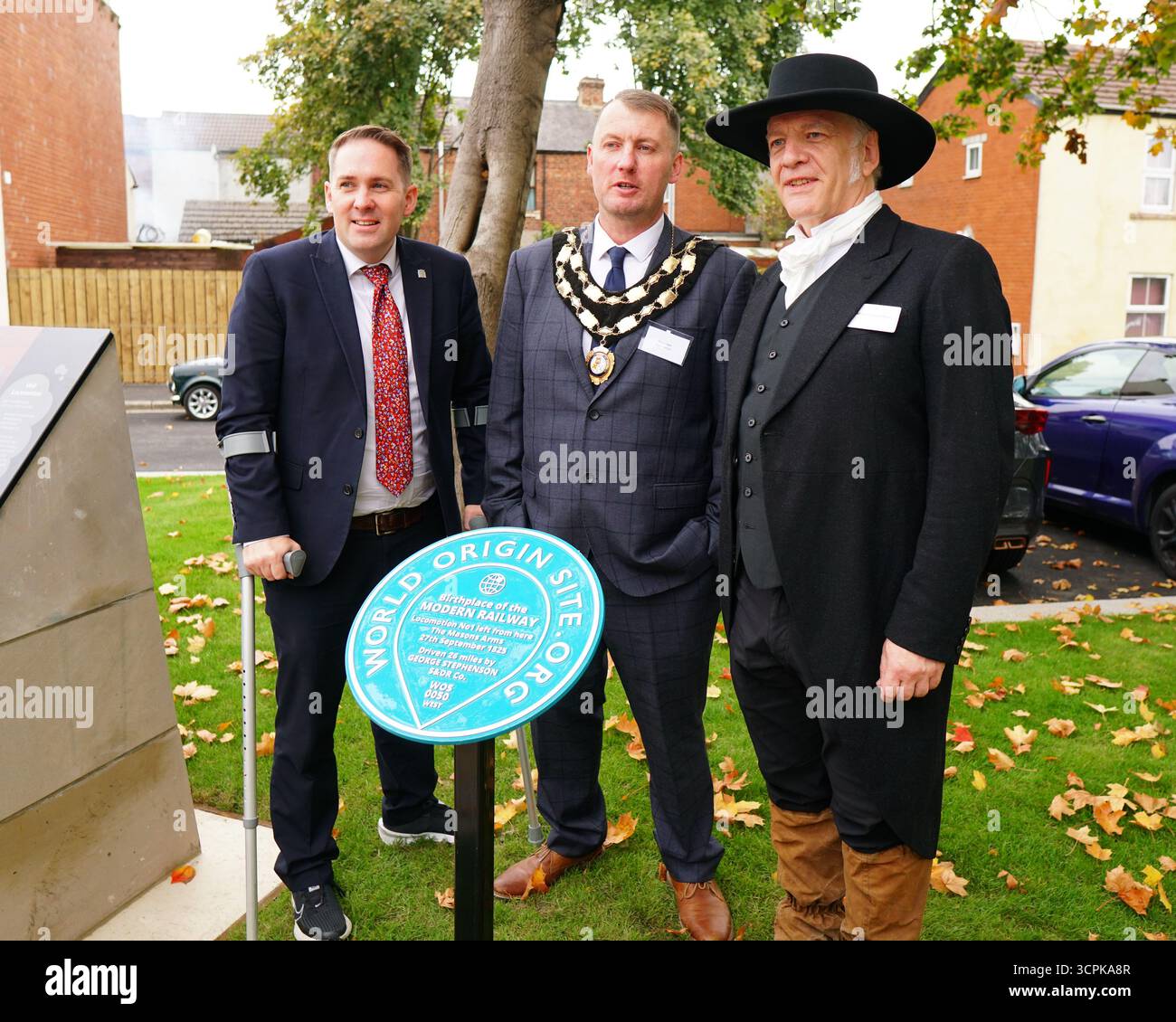 Shildon, England, 26th. Sept, 2025. The World Origin Site plaque is ...