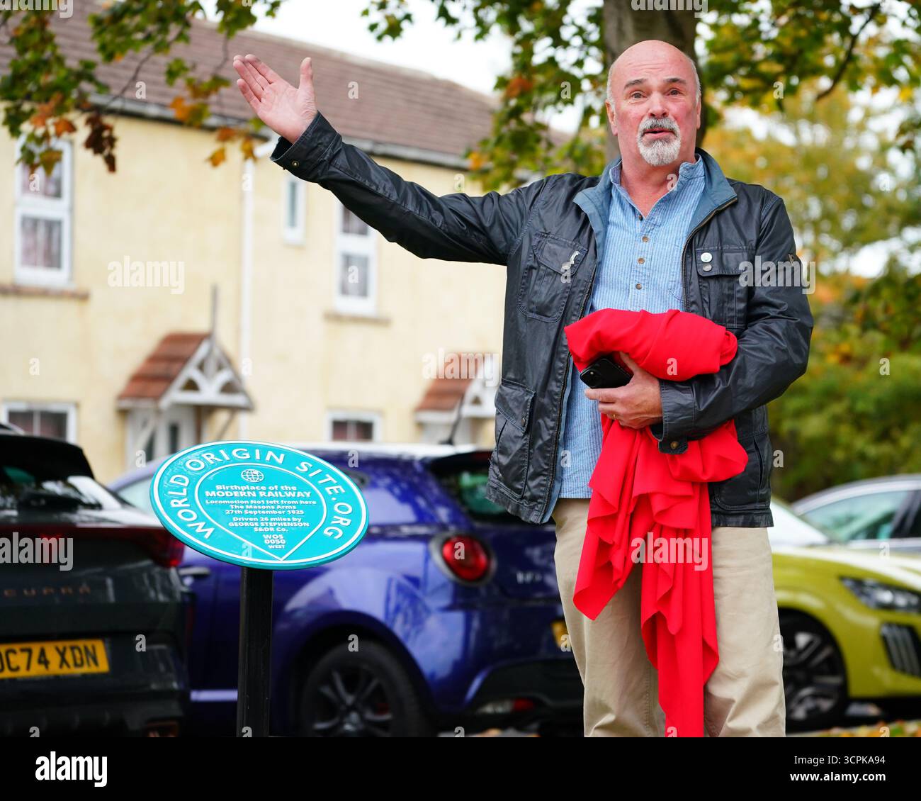 Shildon, England, 26th. Sept, 2025. The World Origin Site plaque is ...