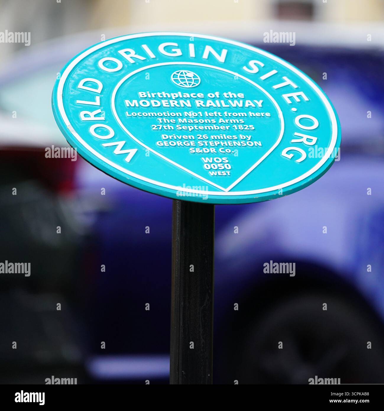 Shildon, England, 26th. Sept, 2025. The World Origin Site plaque is ...