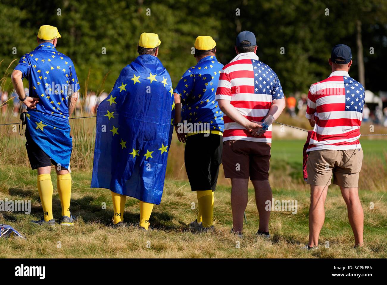 Fans watch at Bethpage Black golf course during the Ryder Cup golf ...