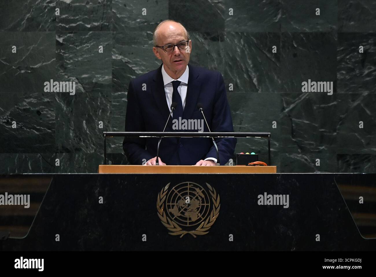 United Nations. 26th Sep, 2025. Luxembourg's Prime Minister Luc Frieden ...