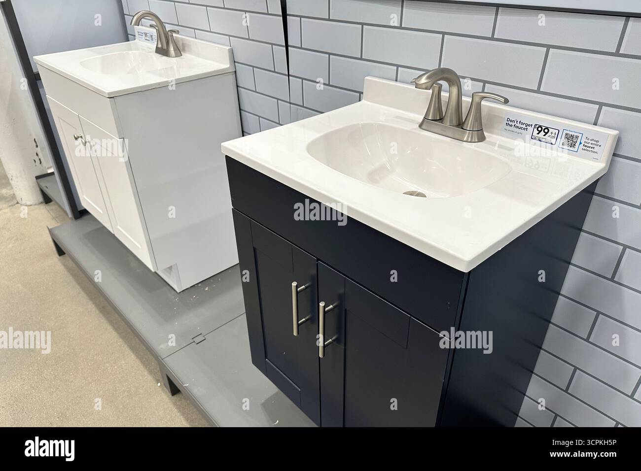 Bathroom vanities sit on display at a hardware store Friday, Sept. 26 ...