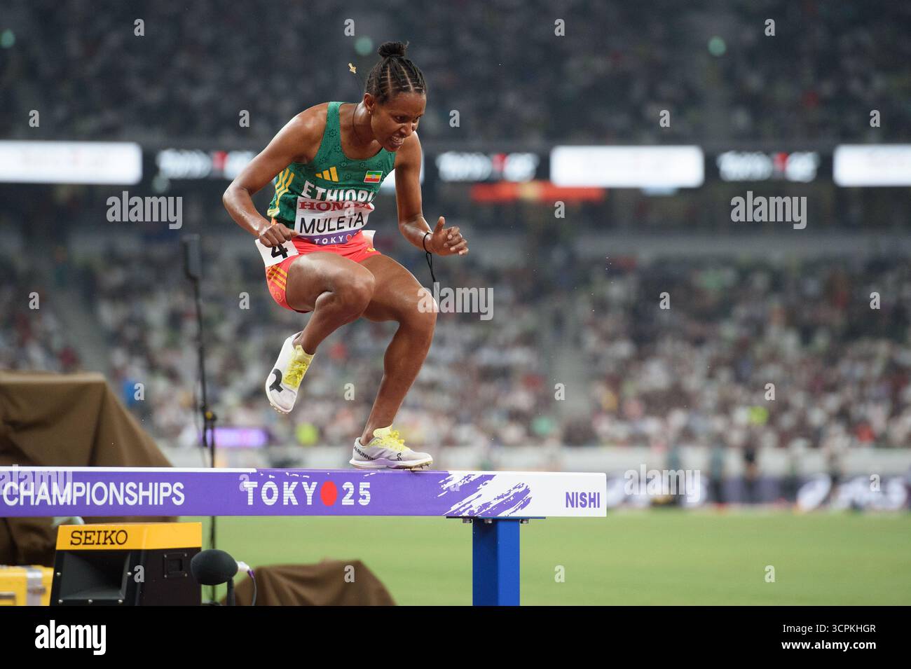 Lomi Muleta (Ethiopia) during the 3000 metres steeplechase final with ...