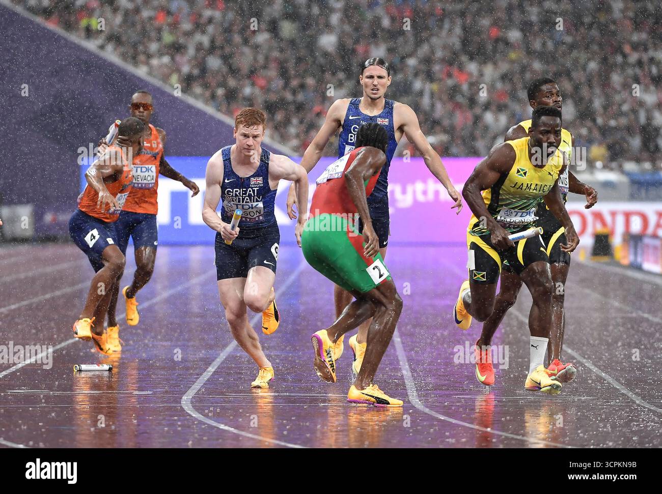 Charles Dobson of Great Britain & NI competing in the 4x400m relay ...