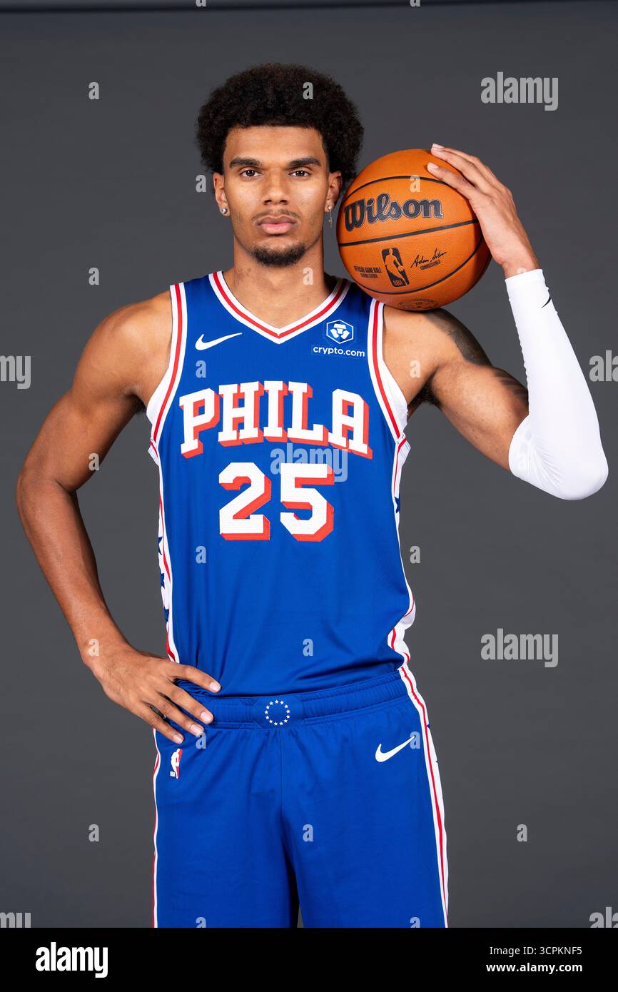 Philadelphia 76ers' Dominick Barlow pose for photos during the NBA ...