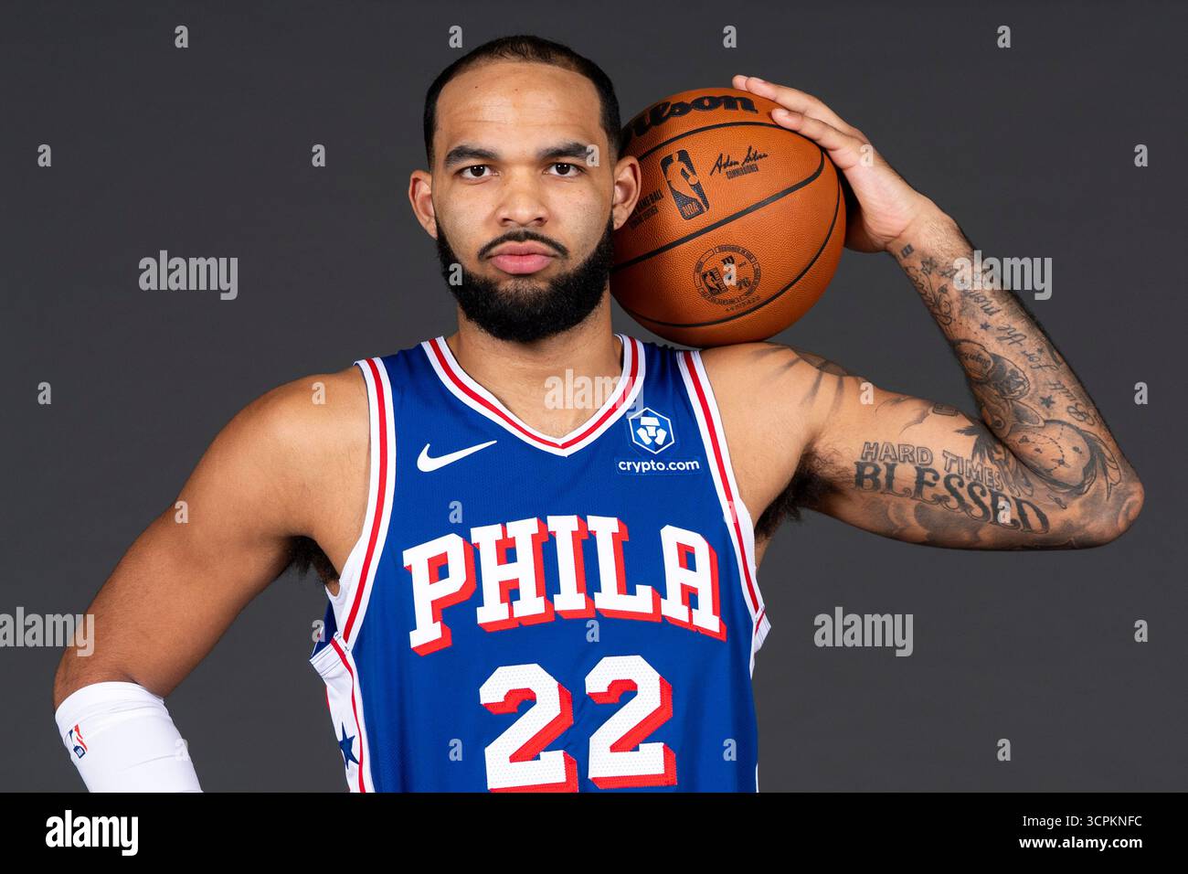 Philadelphia 76ers' Johni Broome pose for photos during the NBA ...