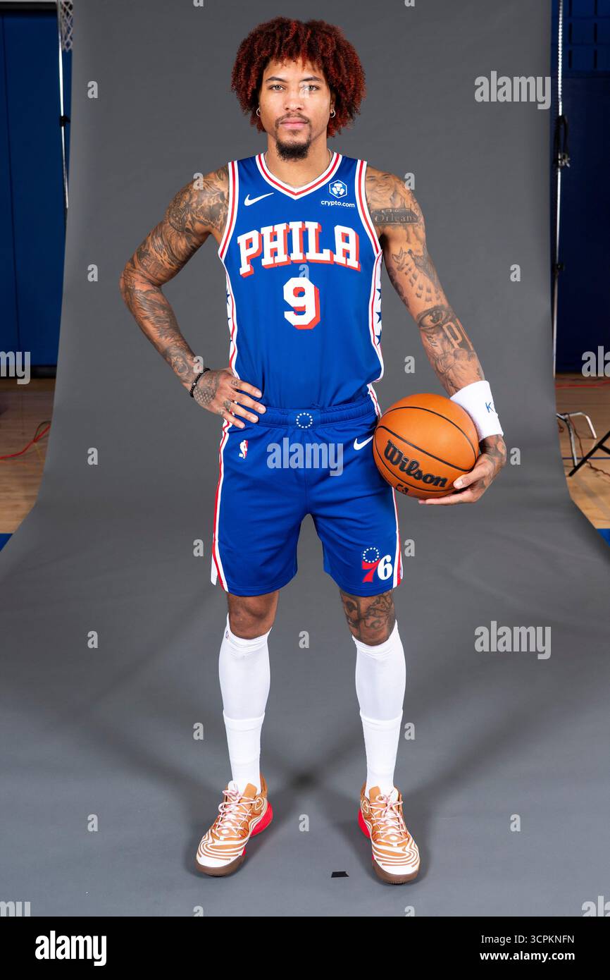 Philadelphia 76ers' Kelly Oubre Jr. pose for photos during the NBA ...