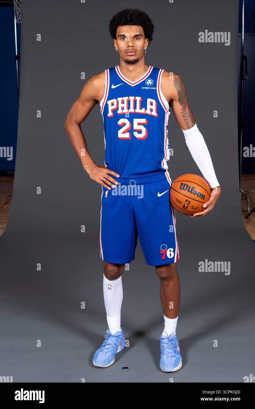 Philadelphia 76ers' Dominick Barlow pose for photos during the NBA ...