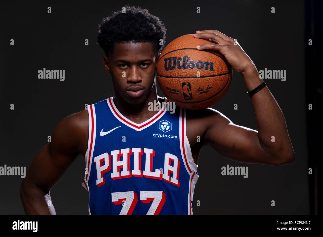 Philadelphia 76ers' VJ Edgecombe pose for photos during the NBA ...